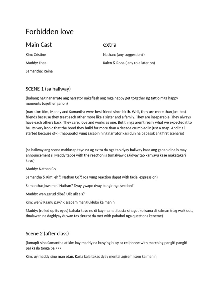 Forbidden Love (SCRIPT DRAFT) | PDF