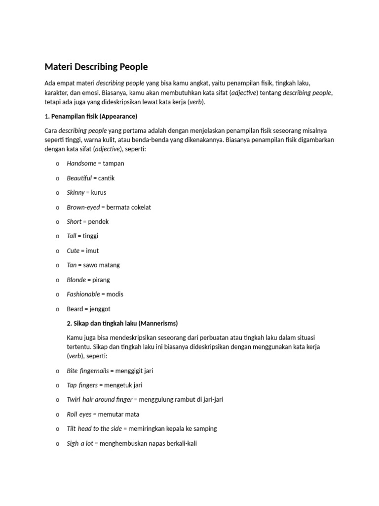 Materi Describing People | PDF