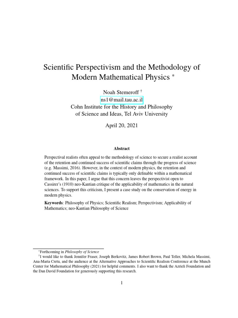 Scientific Perspectivism and The Methodology of Modern Mathematical ...