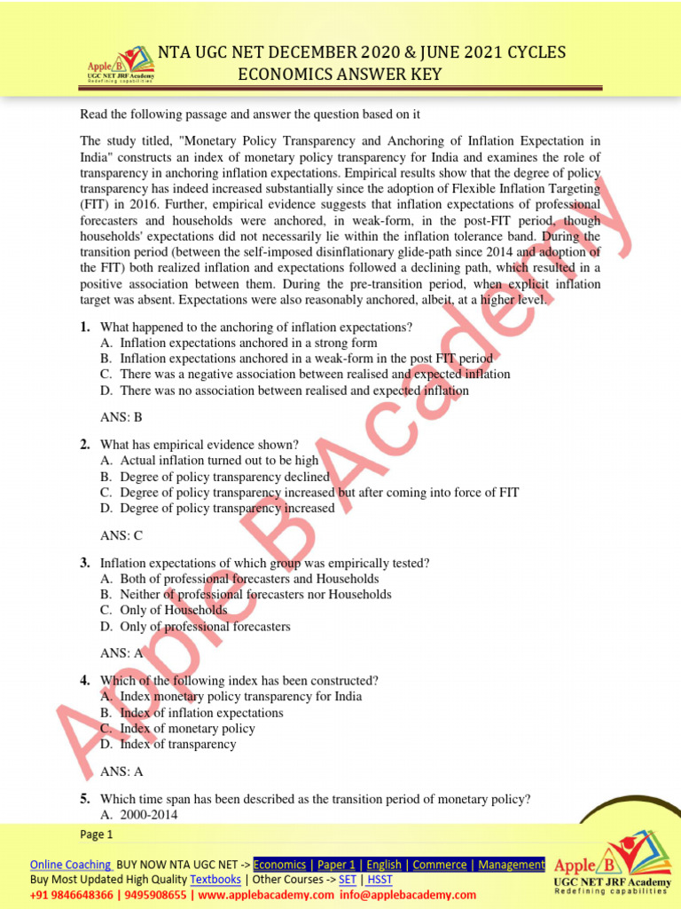 JRF Eco Pyq 5 Years | PDF | Economics | Mean