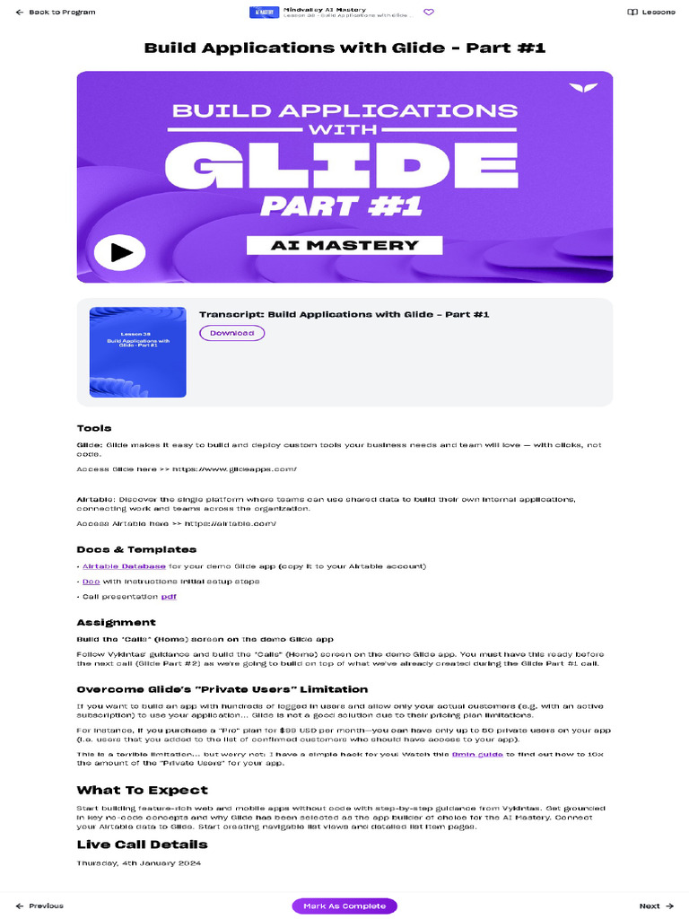 Lesson 38 - Build Applications with Glide - Part 1 | PDF | Application ...
