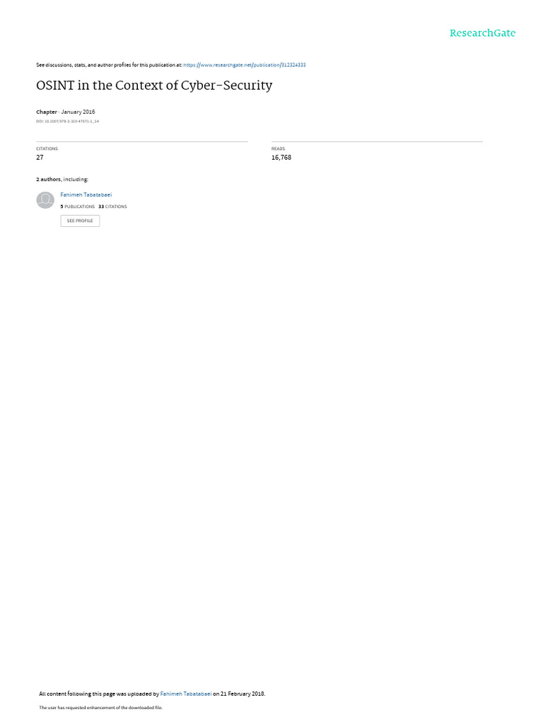 OSINT Applications in Cyber-Security | PDF | Cybercrime | Computer Security