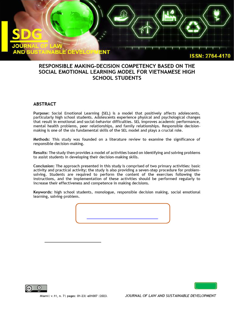 RESPONSIBLE MAKING-DECISION COMPETENCY BASED ON THE SEL | PDF ...