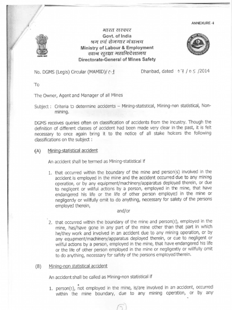 DGMS Circular Mining Non MIning Non Statistical | PDF
