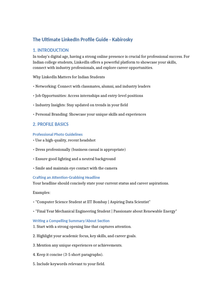Ultimate LinkedIn Profile Guide Full | PDF | Linked In | Skill