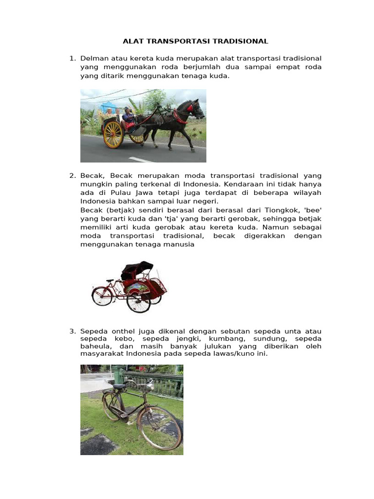 Alat Transportasi Tradisional Indonesia | PDF | Agama & Spiritualitas