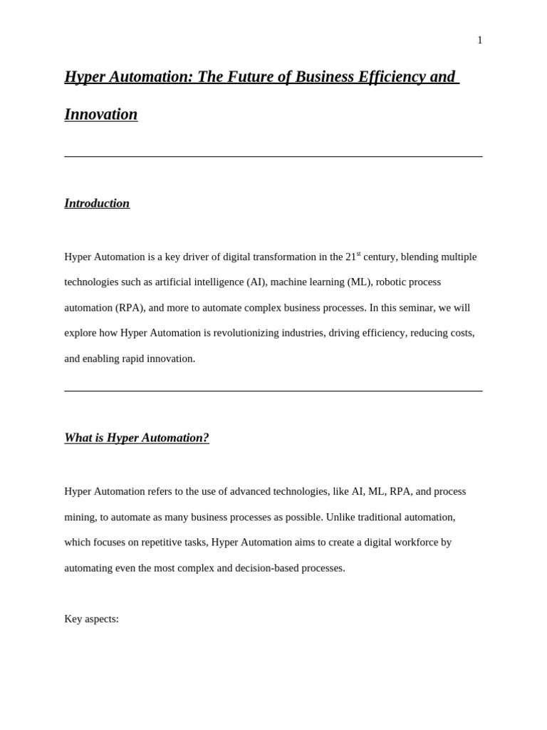 Hyper Automation | PDF | Automation | Artificial Intelligence