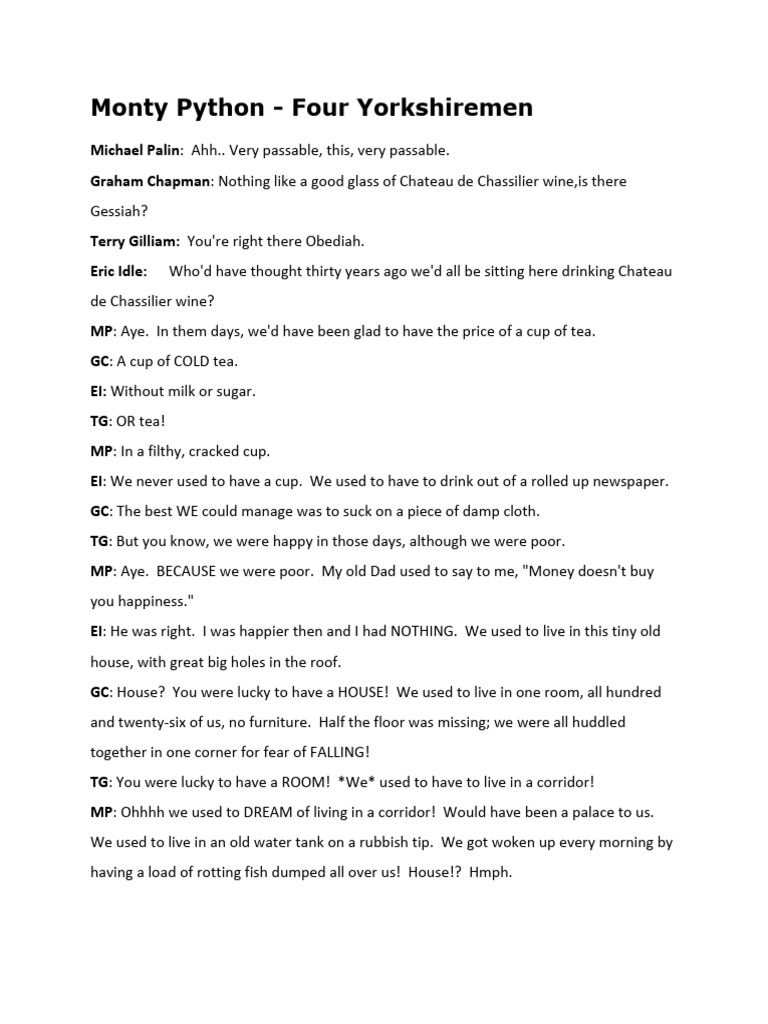 MontyPython FourYorkshiremen | PDF