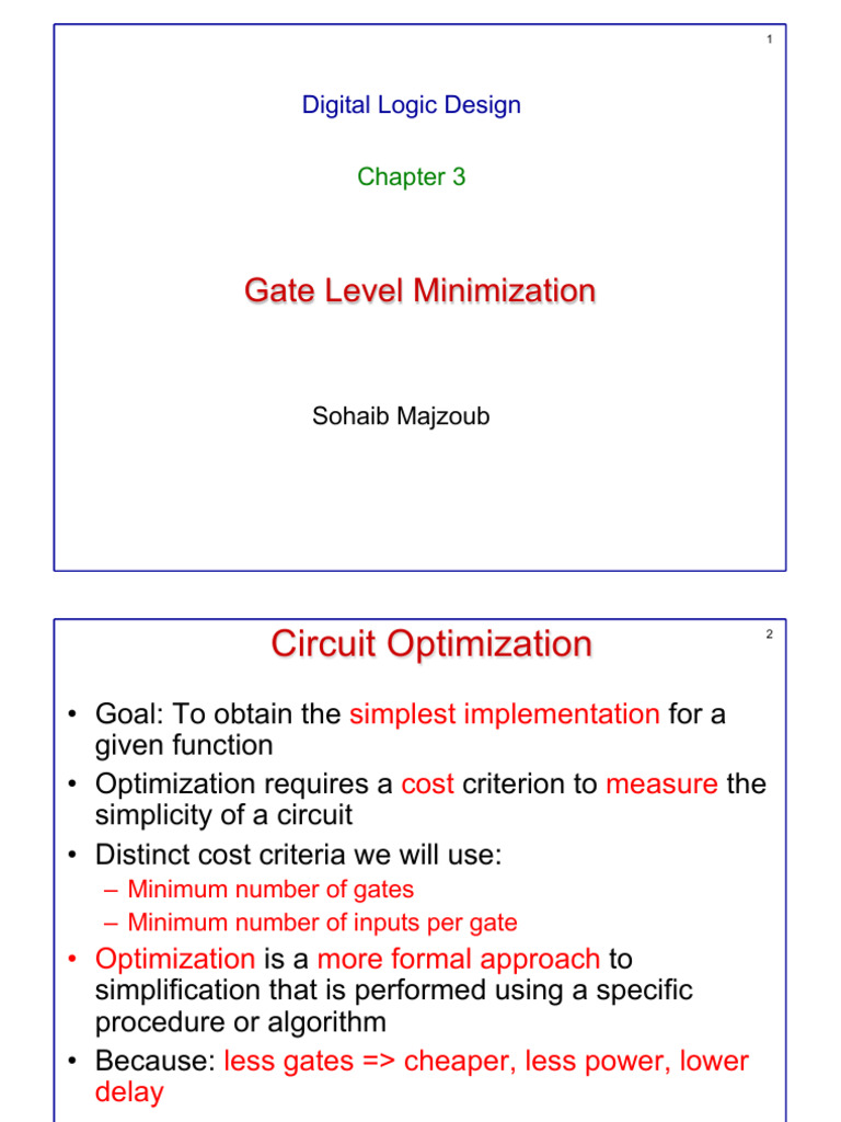 L03 Gate Level Minimization Pdf Boolean Algebra Teaching
