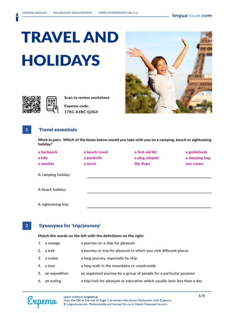 Travel and Holidays British English Student Ver2 | PDF
