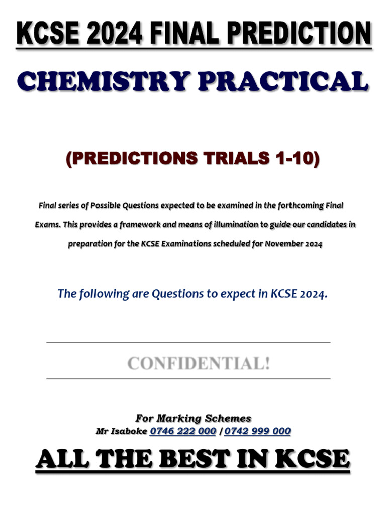 Kcse 2024 Chemistry Practical Prediction | PDF | Titration | Chemistry