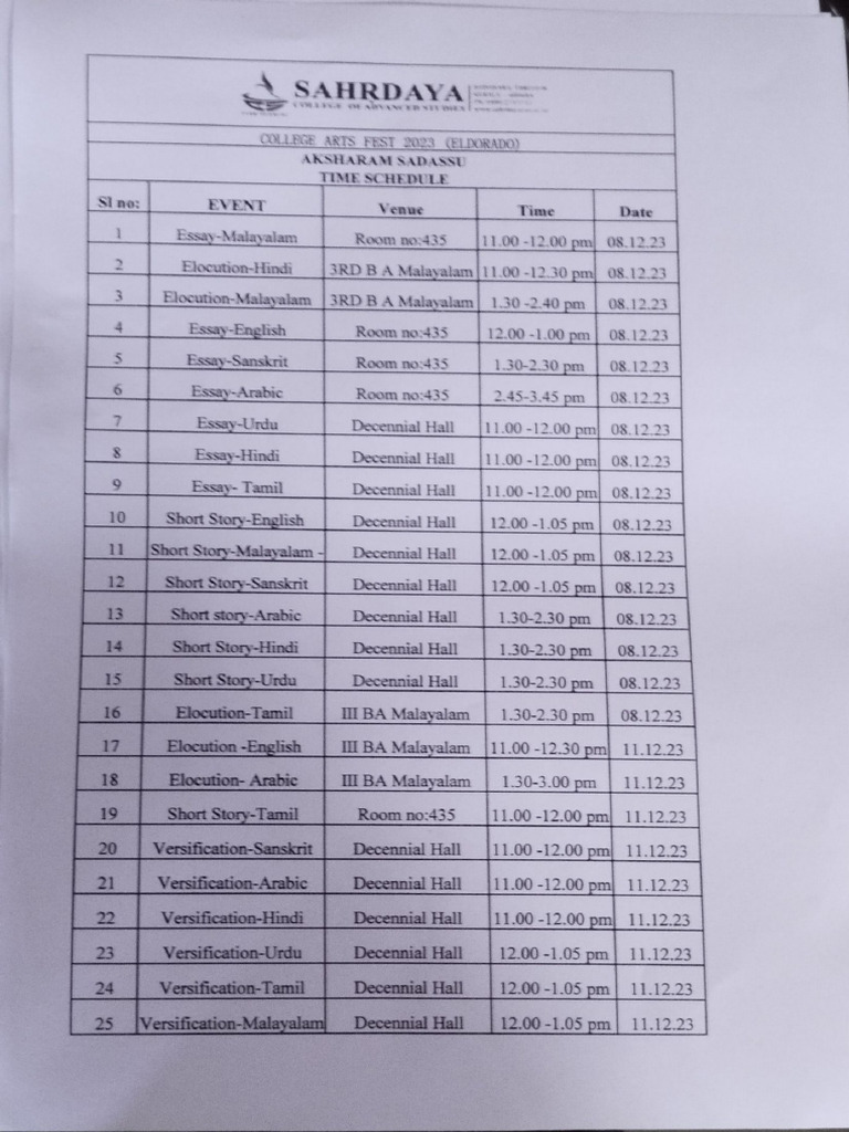 El- Dorado Time Schedule | PDF