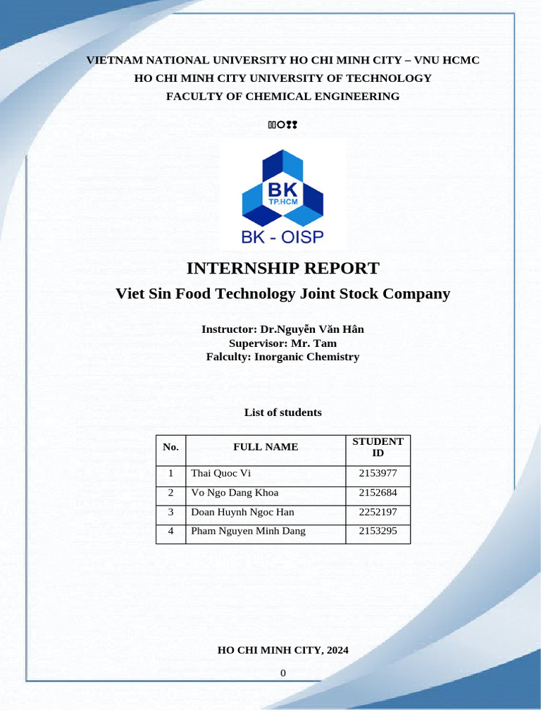 Intern Report Cty Viet Sin 07-29-2024 | PDF | Dumpling | Logistics