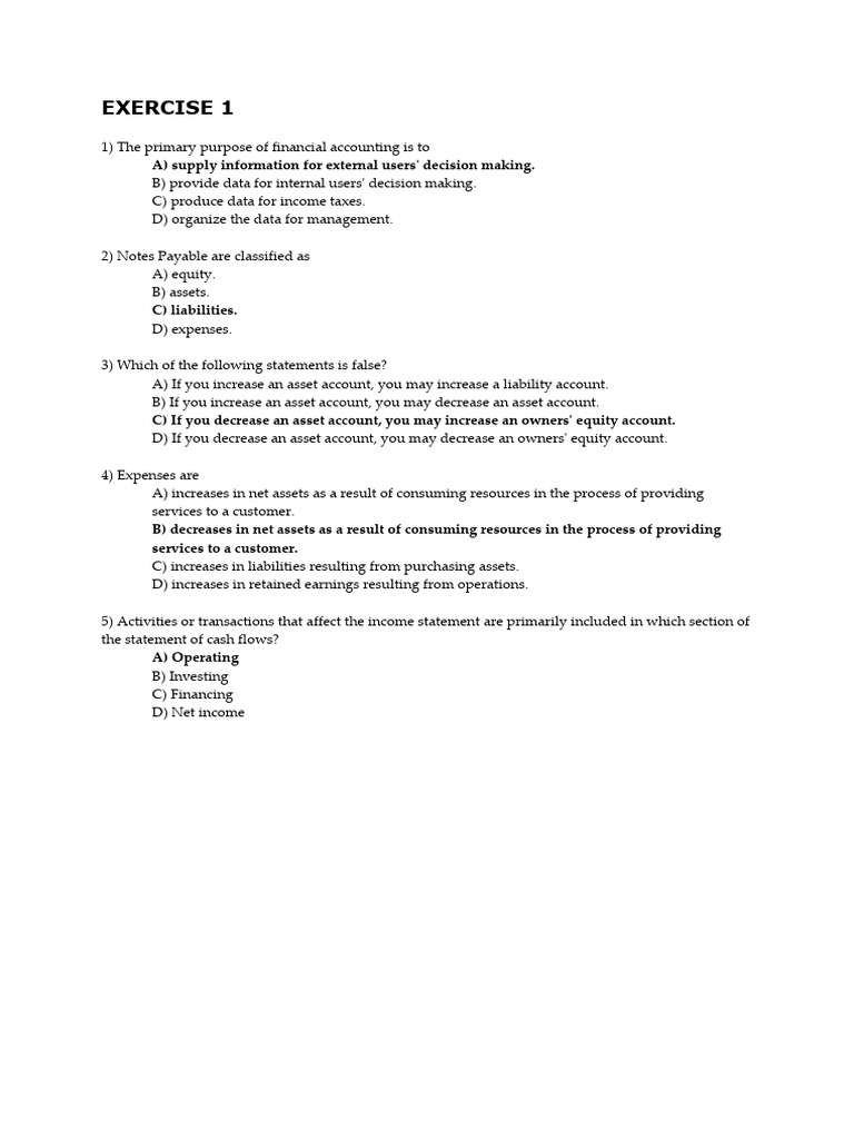 AAFACF1A.1 - TEST EXAM - Incl Answers | PDF | Expense | Equity (Finance)