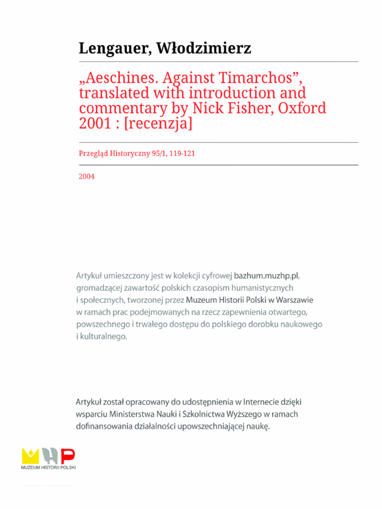 Przeglad - Historyczny-Aischines Vs Timarchos | PDF