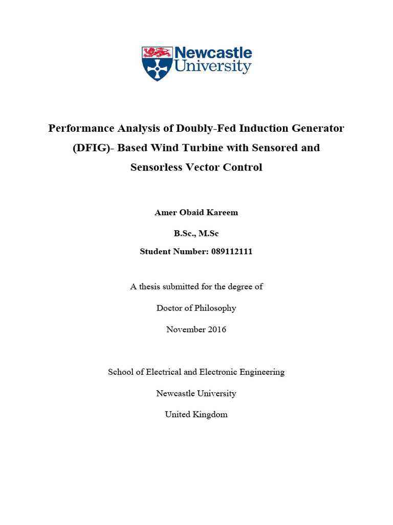Performance Analysis of Doubly-Fed Induction Generator (DFIG) - Based Wind Turbine With Sensored ...