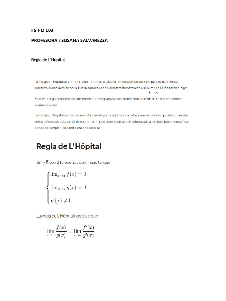 Regla de L Hopital | PDF | Salud y bienestar
