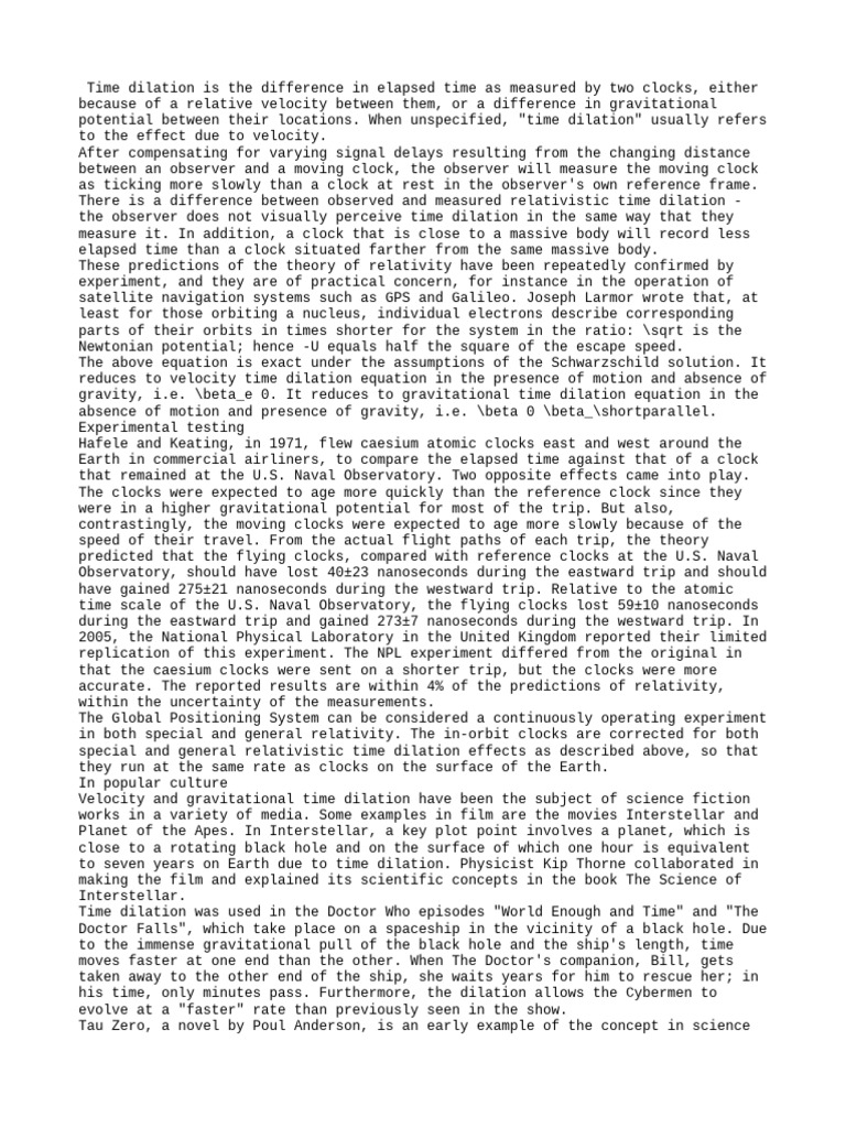 Time Dilation | PDF | General Relativity | Astrophysics