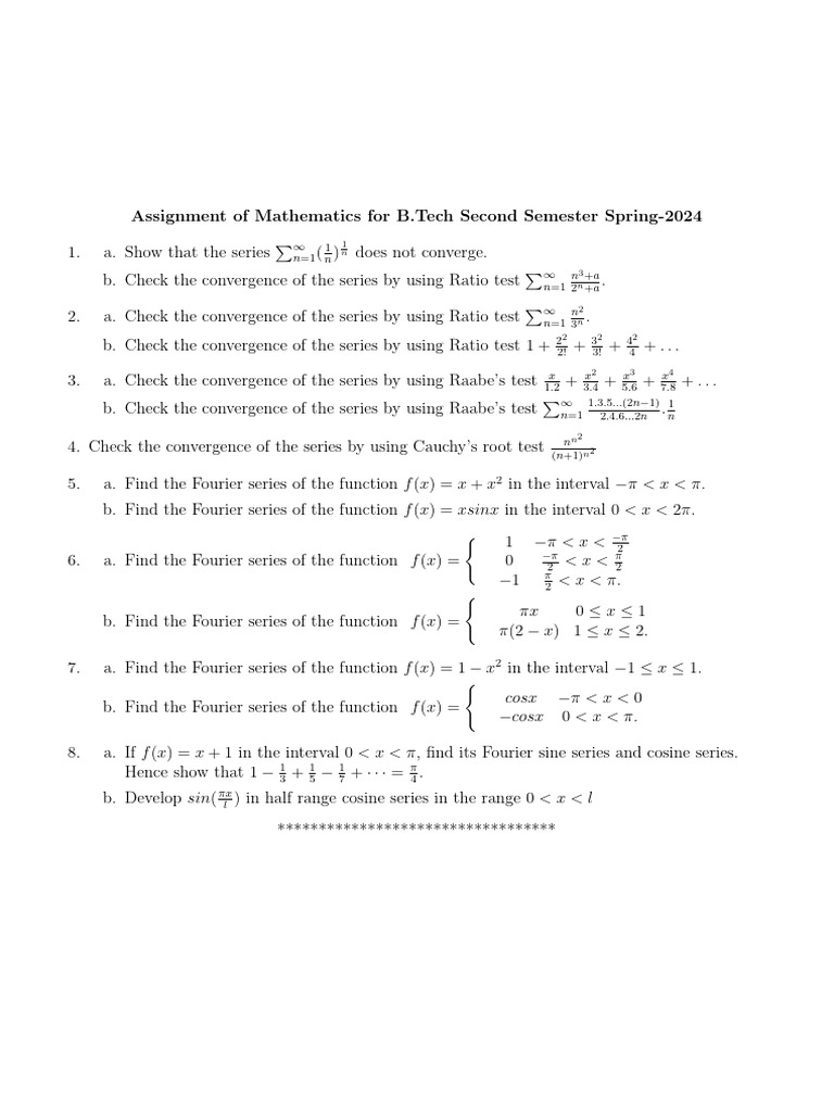 Assignment_Sequence_and_Series_and_Fourier_series_240402_131439 | PDF | Analysis | Functions And ...