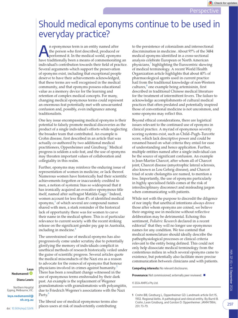 Medical Journal of Australia - 2024 - Nedumannil - Should Medical ...