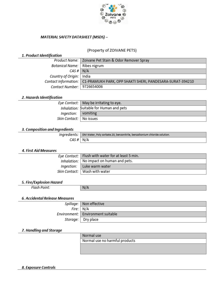 Liquid Product Safty Data Sheet Pdf Water 7914