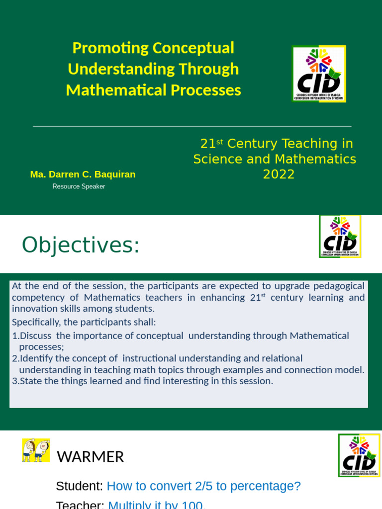 Session 4 - Promoting Conceptual Understanding Through Mathematical ...