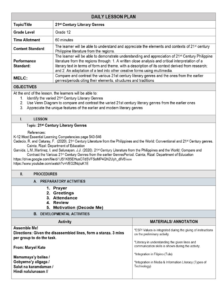 21st Century Lesson Plan 1 | PDF