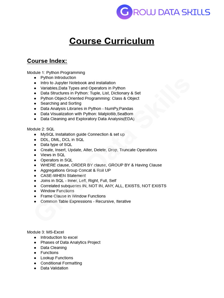 Syallabus | PDF | Data Analysis | Sql Syallabus | PDF | Data Analysis | Sql
