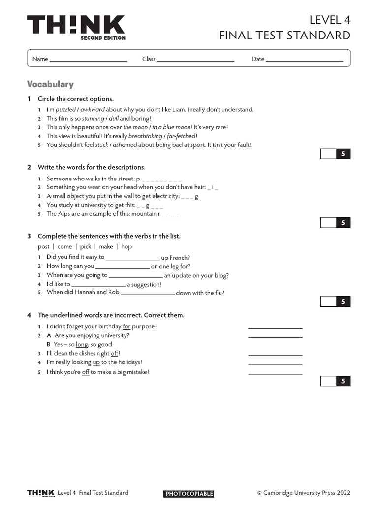 Level 4 English Test | PDF | Jungle | Linguistics
