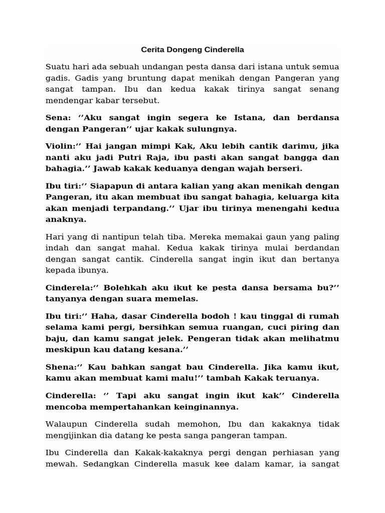 Cerita Dongeng Cinderella | PDF | Fiksi Misteri, Thriller, & Kejahatan | Puisi