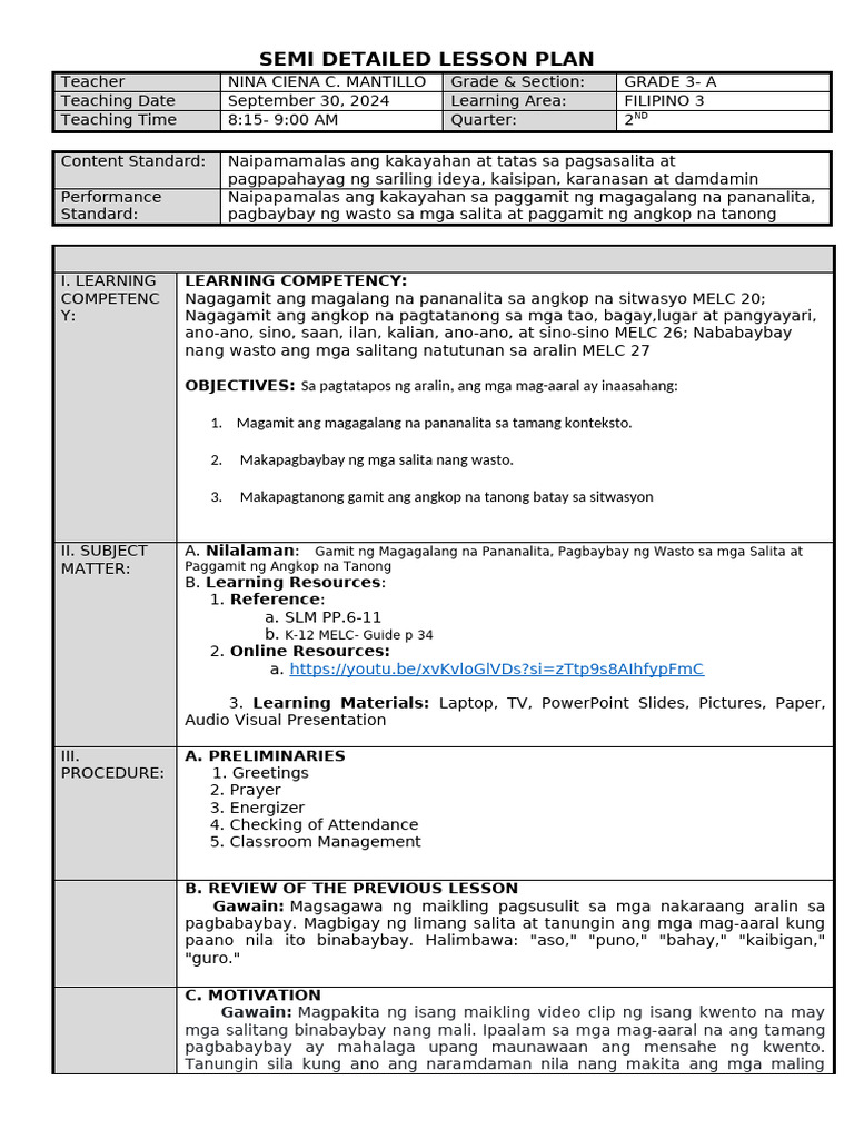 Filipino q2 - Day 1 | PDF