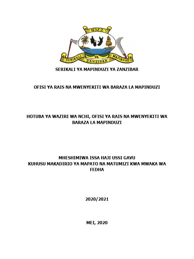 Hotuba Ya Bajeti 2020 - 2021 Final | PDF