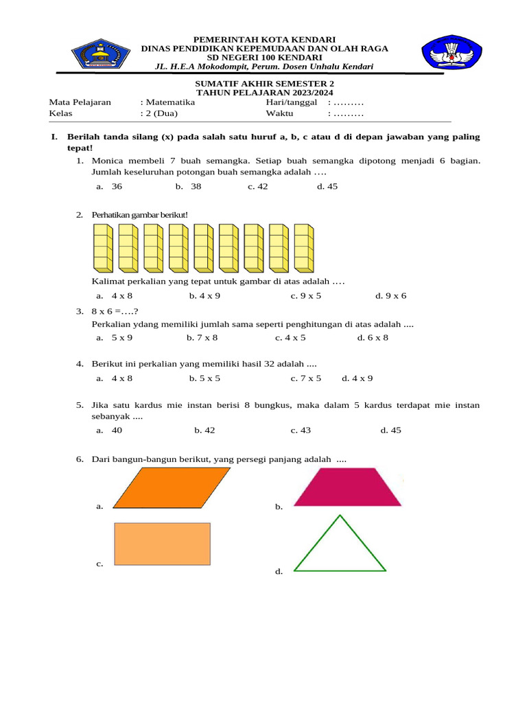 Sas Matematika Kelas 2 Sem 2 | PDF