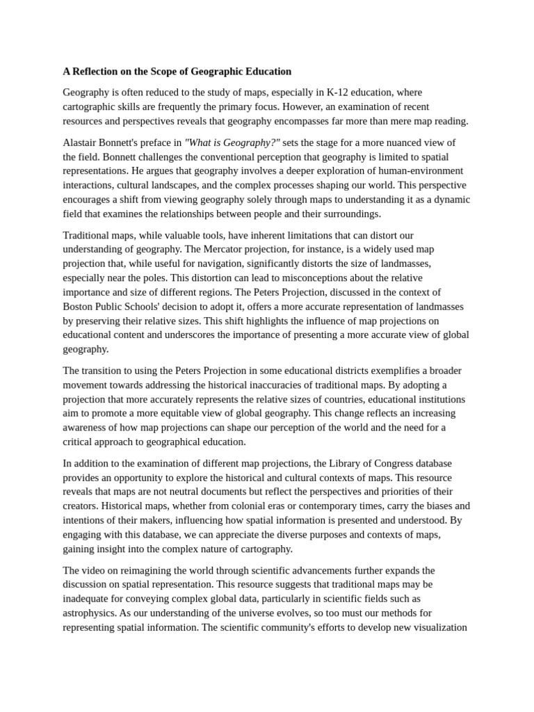 A Reflection on the Scope of Geographic Education | PDF | Geography | Map
