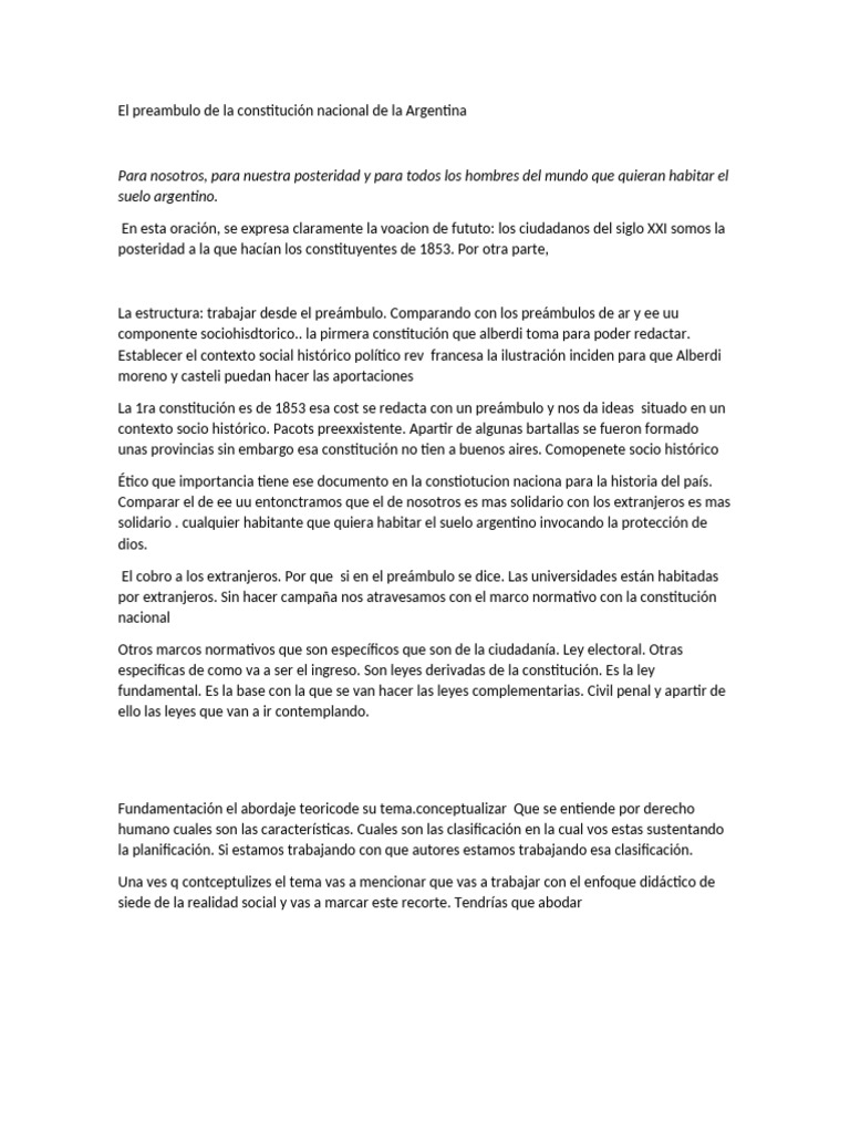 El Preambulo de La Constitución Nacional de La Argentina | PDF | Política