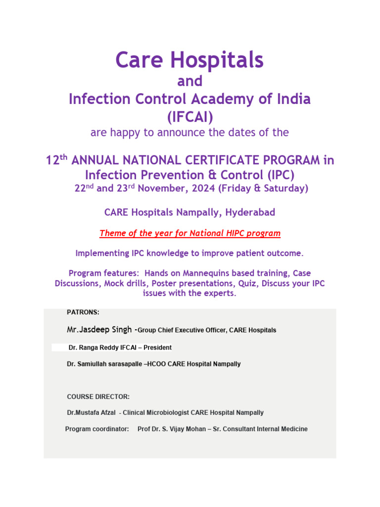 IPC National Certificate Program 2024 | PDF | Infection | Patient Safety