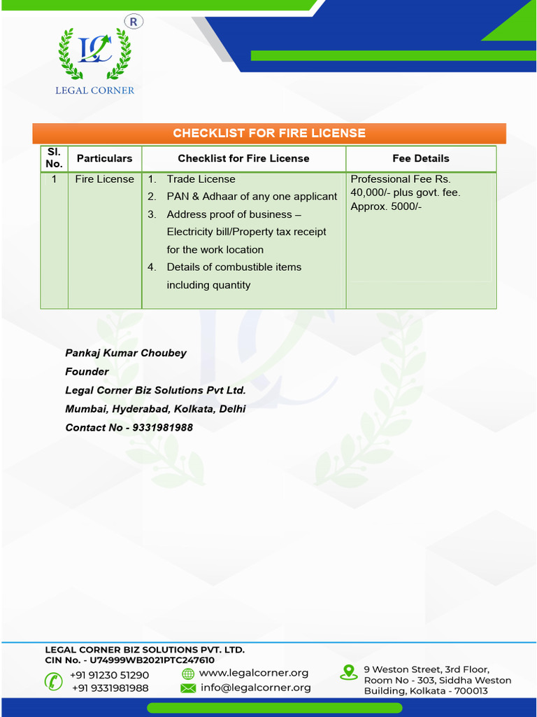 Fire Lic. Proposal | PDF | Finance & Money Management
