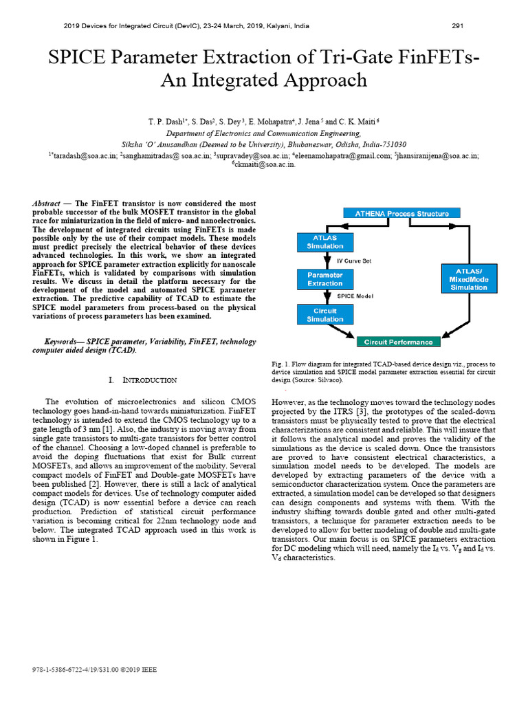 SPICE Parameter Extraction of Tri-Gate FinFETs-An Integrated Approach | PDF | Spice | Field ...