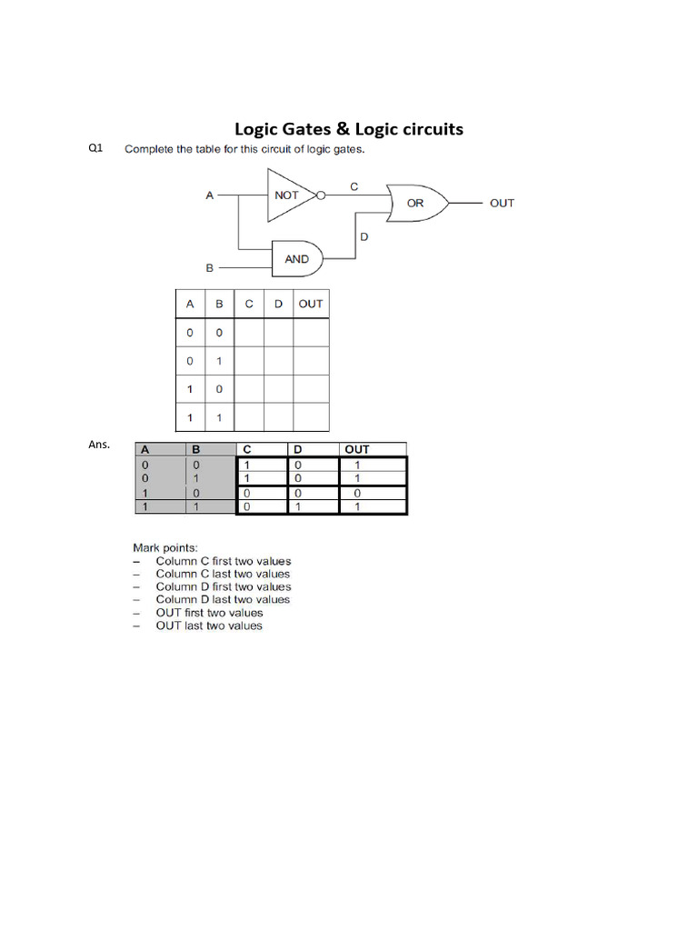 1.3.3.Logic Gates Worksheet With Answer | PDF