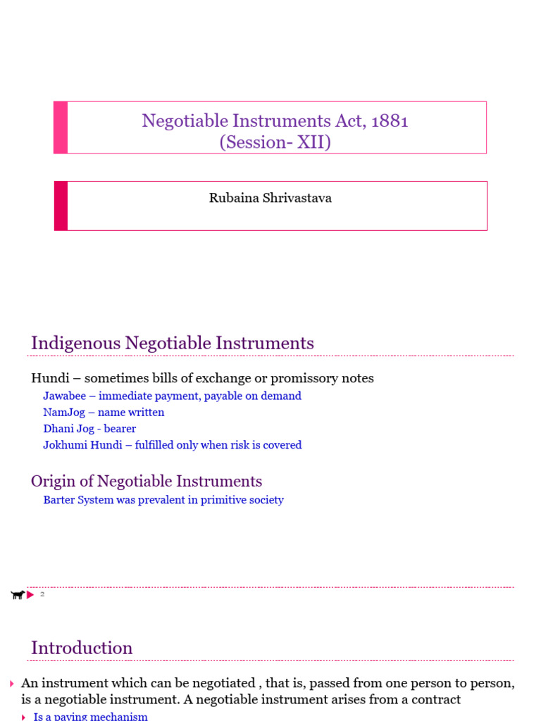 Negotiable Instruments | PDF | Negotiable Instrument | Cheque