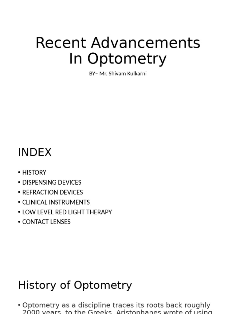 Recent Advancements in Optometry | PDF | Optometry | Glasses