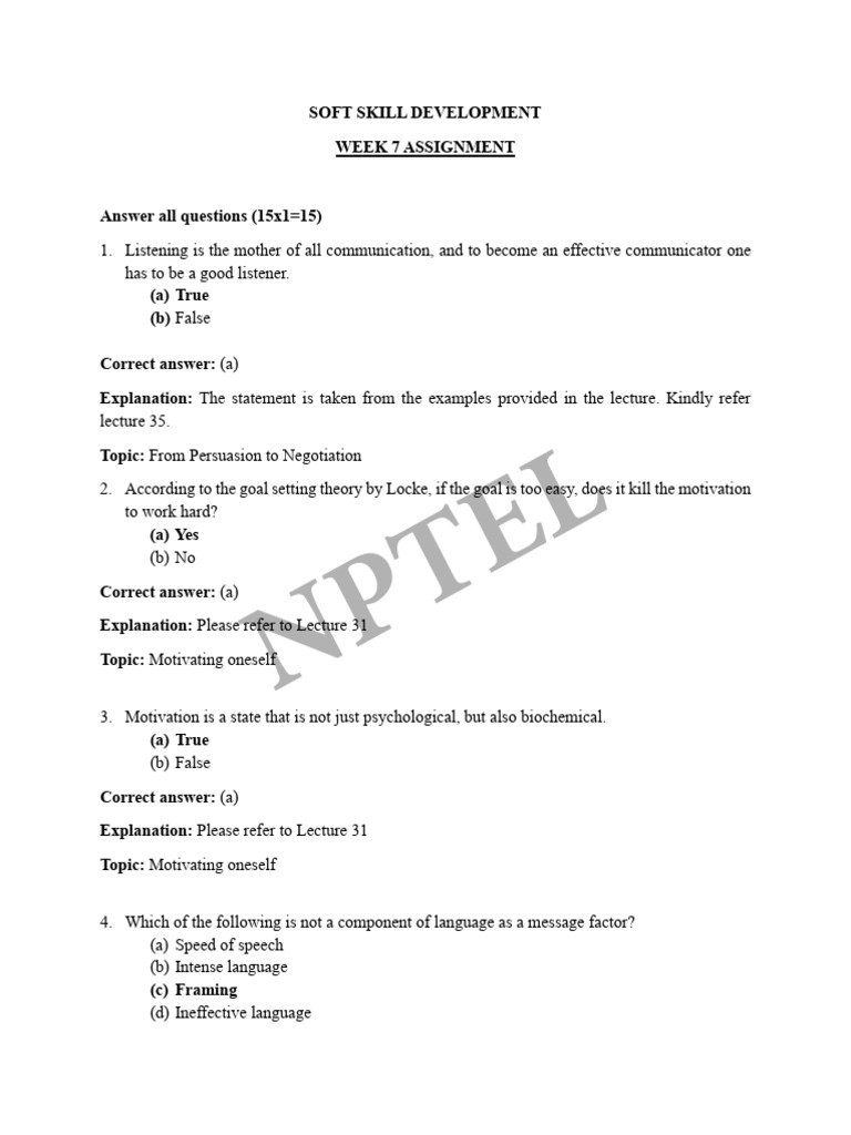 WEEK 7 Assignment 2024 (July-Sep) - Soft Skill Development | PDF ...