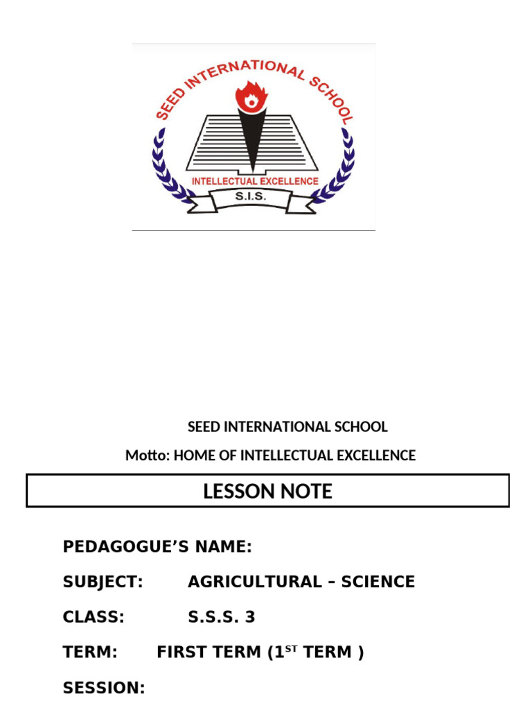 SS3 First Term Agricultural Science Notes | PDF | Nutrients | Nutrition