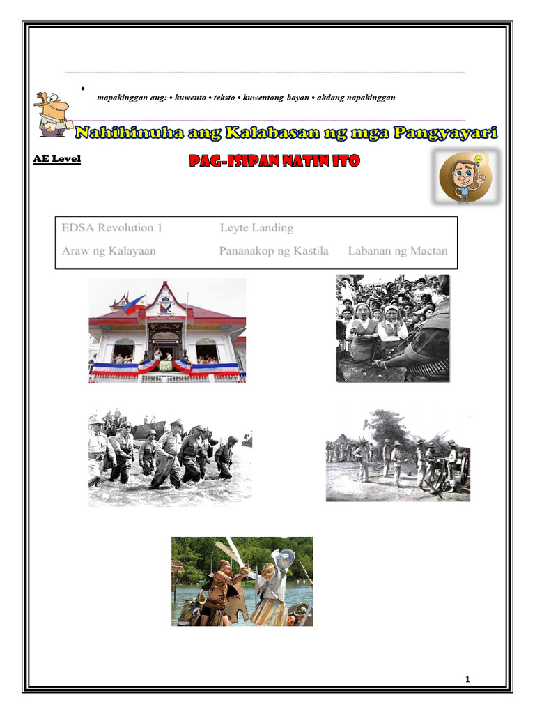 LS1 Fil. - Worksheets (Paghihinuha) | PDF