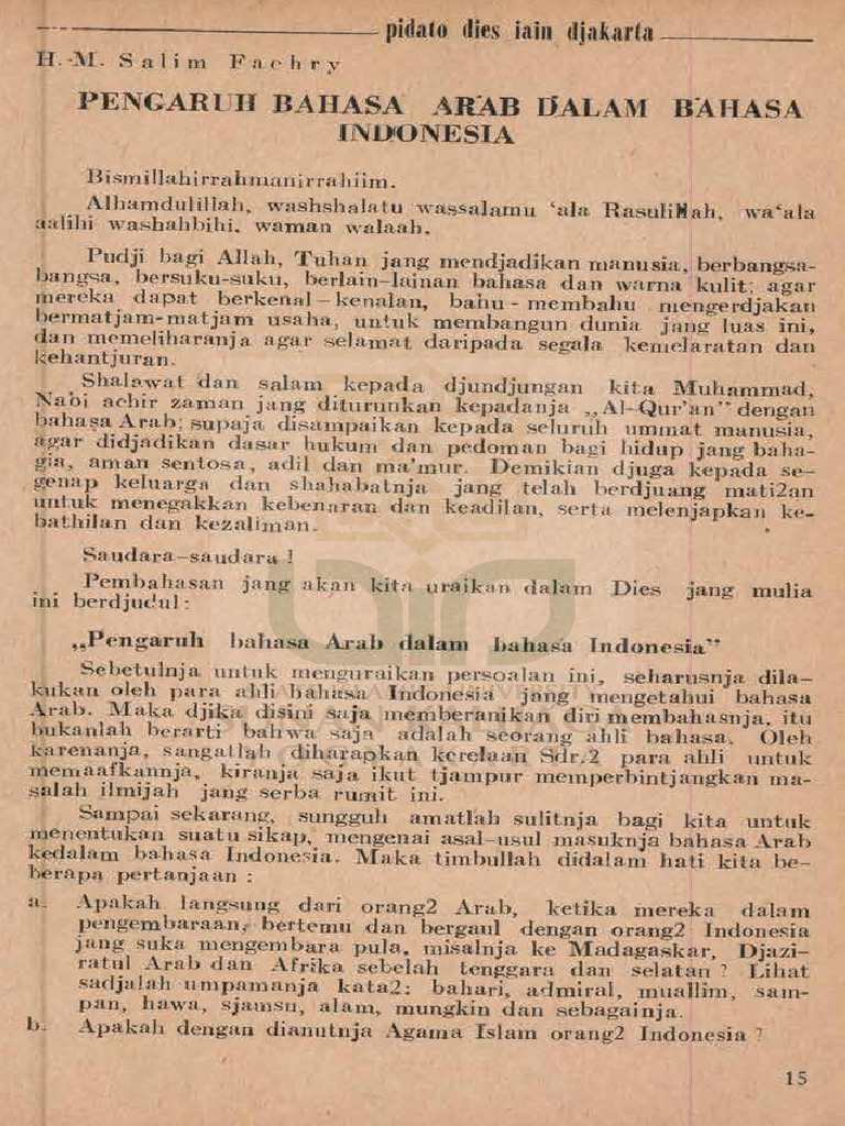 Sufian Shauri, Artikel H. M. Salim Fachry - Pengaruh Bahasa Arab Dalam Bahasa Indonesia | PDF