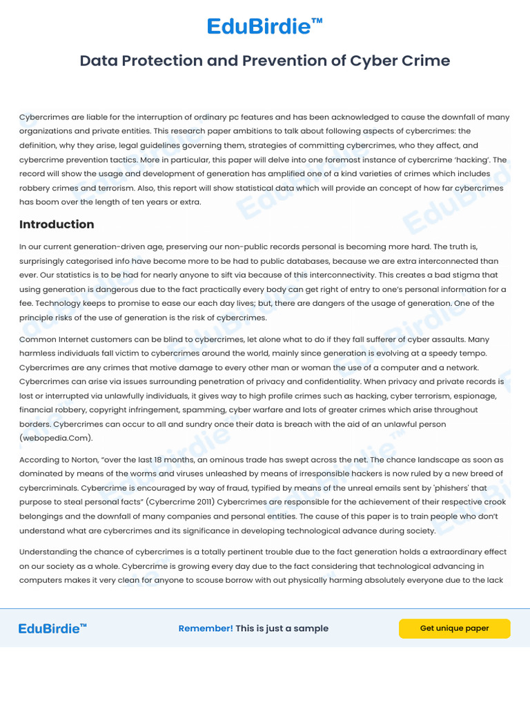 Data Protection and Prevention of Cyber Crime | PDF | Cybercrime | Crimes