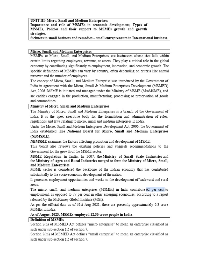 Entrepreneurship Unit 3 | PDF | Small And Medium Sized Enterprises ...