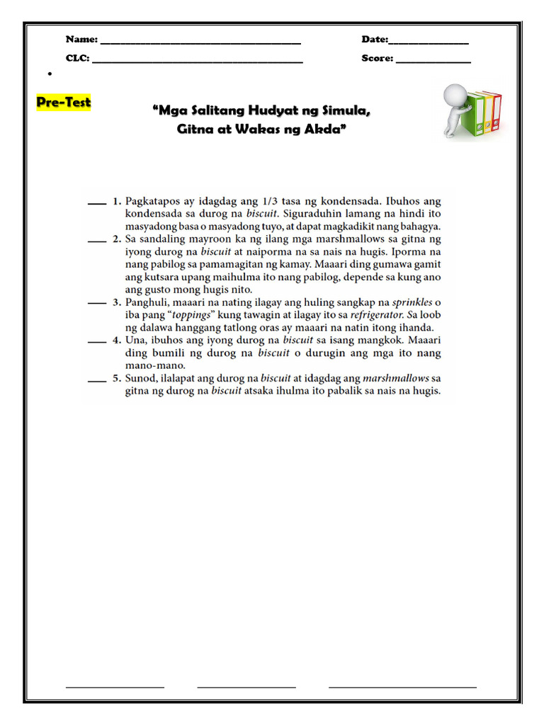 LS1 Fil. Worksheets-JHS (Mga Salitang Hudyat NG Simula, Gitna at Wakas ...