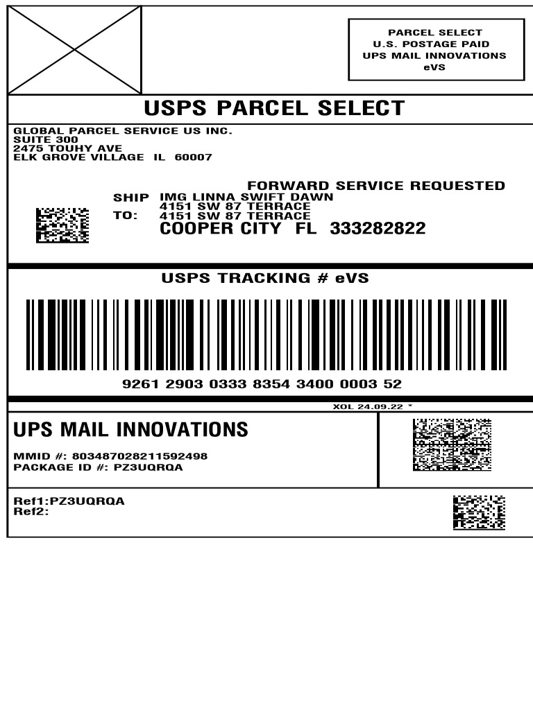Usps Parcel Select: COOPER CITY FL 333282822 | PDF
