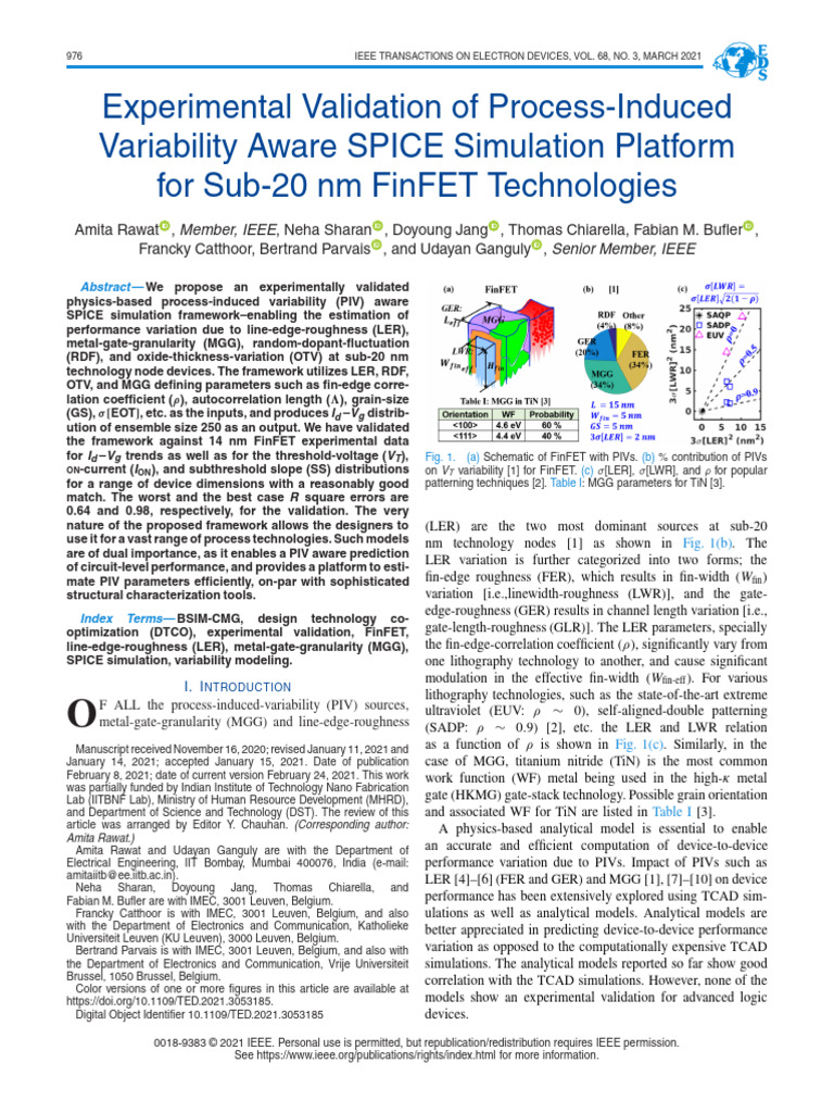 Experimental Validation Of Process Induced Variability Aware Spice Simulation Platform For Sub